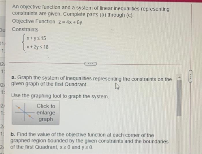 Solved An objective function and a system of linear | Chegg.com