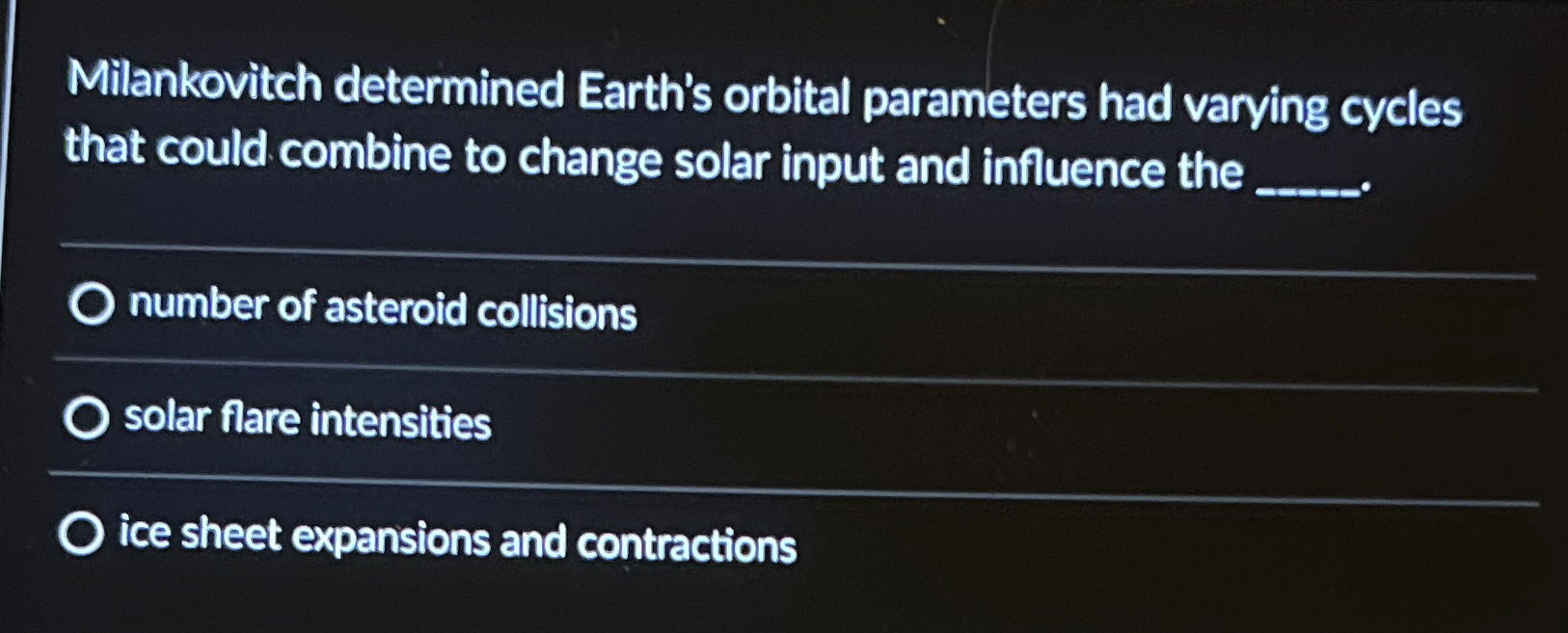 Solved Milankovitch determined Earth's orbital parameters | Chegg.com