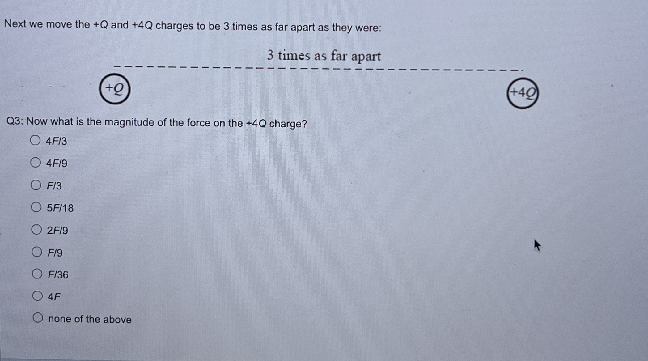 Solved Next we move the +Q ﻿and +4Q ﻿charges to be 3 ﻿times | Chegg.com
