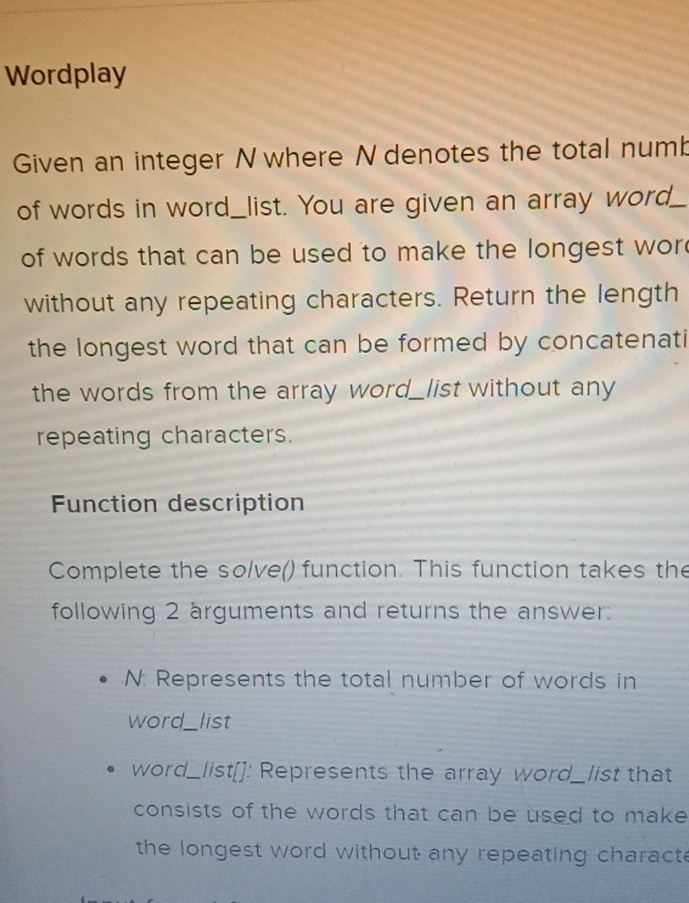 Solved WordplayGiven an integer N ﻿where N ﻿denotes the | Chegg.com
