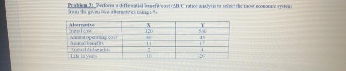 Solved Problem 3: Perform a differential benefit cost (ABC | Chegg.com