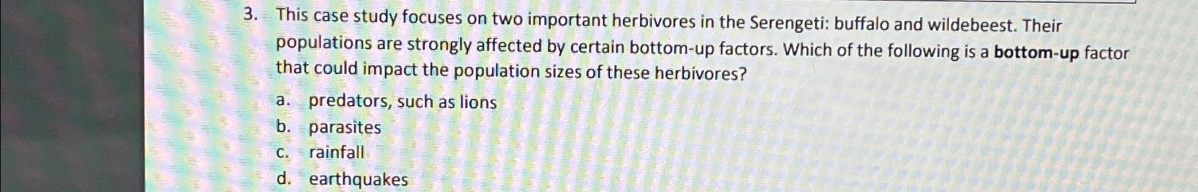 Solved This case study focuses on two important herbivores | Chegg.com