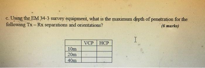 Solved c. Using the EM 34-3 survey equipment, what is the | Chegg.com