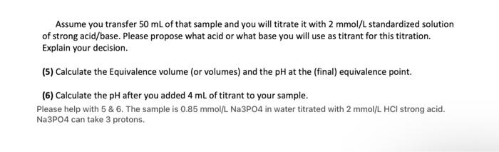 Solved need help with 5 and 6. the sample is 1.40 mmol/L | Chegg.com