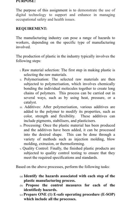 Solved PURPOSE: The purpose of this assignment is to | Chegg.com