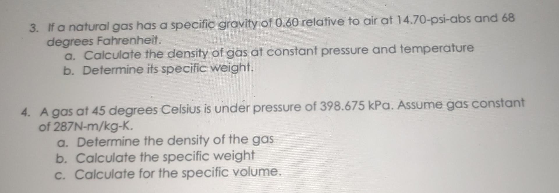 Solved 3. If a natural gas has a specific gravity of 0.60 | Chegg.com