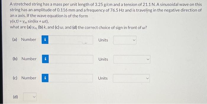 Solved A stretched string has a mass per unit length of 3.25 | Chegg.com