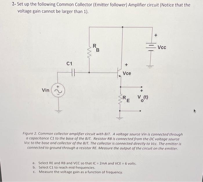 Solved 2- Set up the following Common Collector (Emitter | Chegg.com