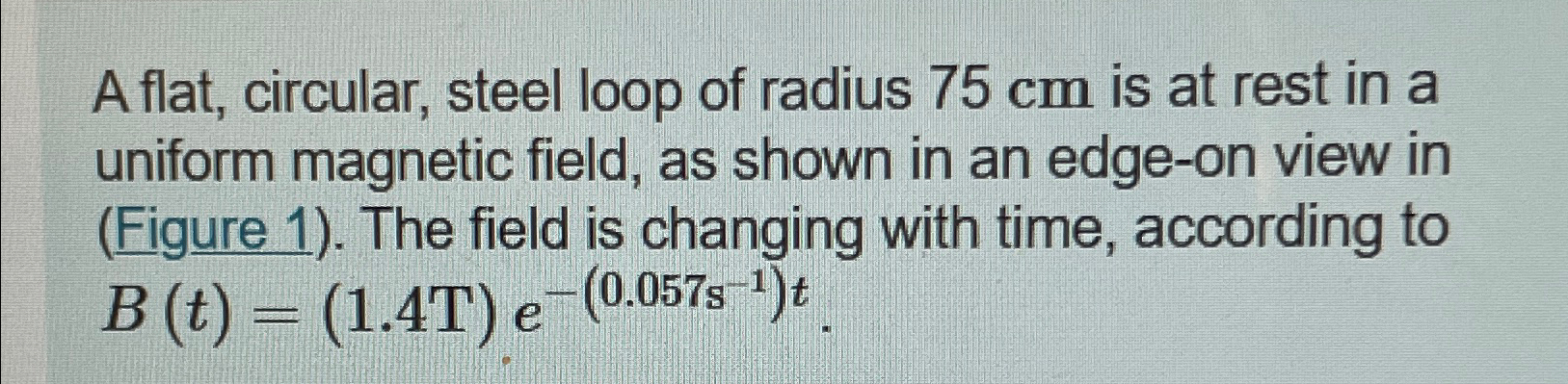 A flat, circular, steel loop of radius 75cm ﻿is at | Chegg.com