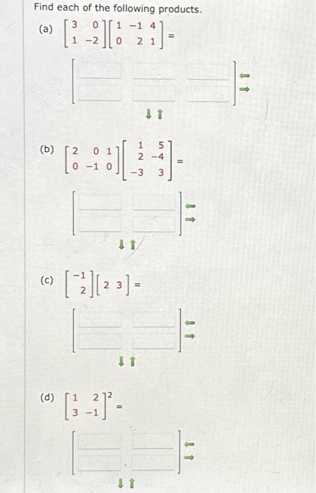 Solved Find each of the following products. (a) | Chegg.com