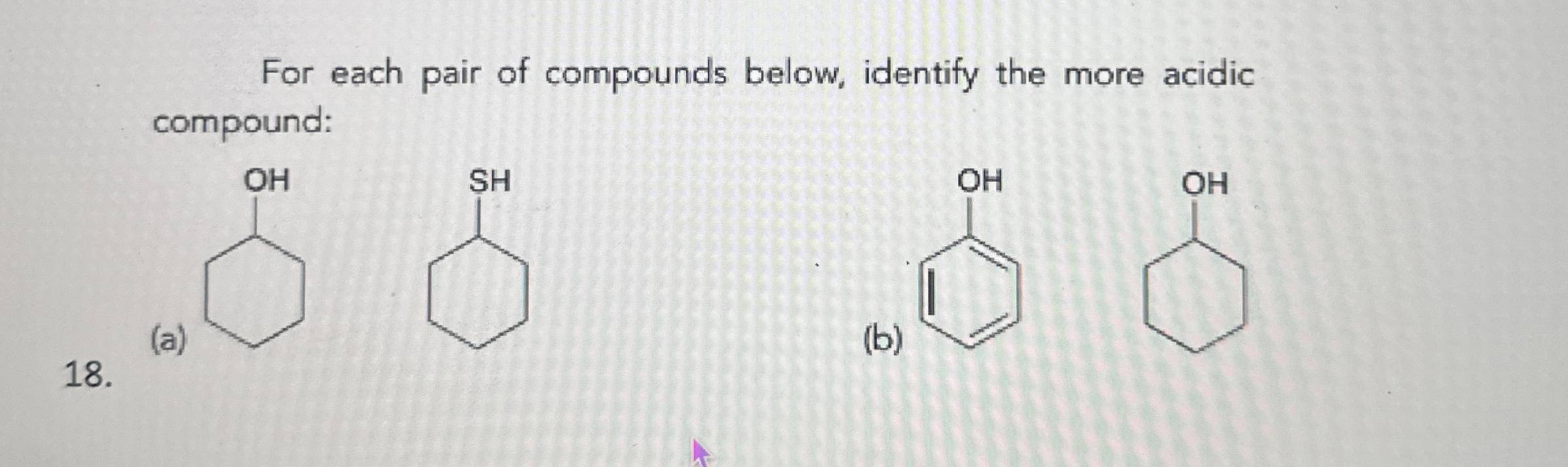 Solved For each pair of compounds below, identify the more | Chegg.com