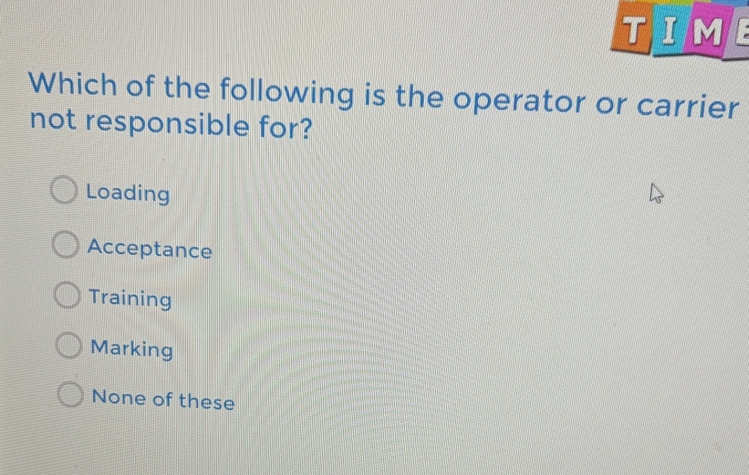 Solved Which of the following is the operator or carrier not | Chegg.com