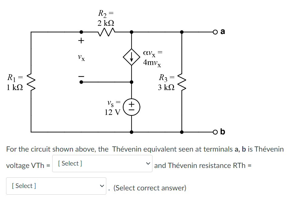 Solved voltage VTh =and Thévenin resistance RTh= | Chegg.com
