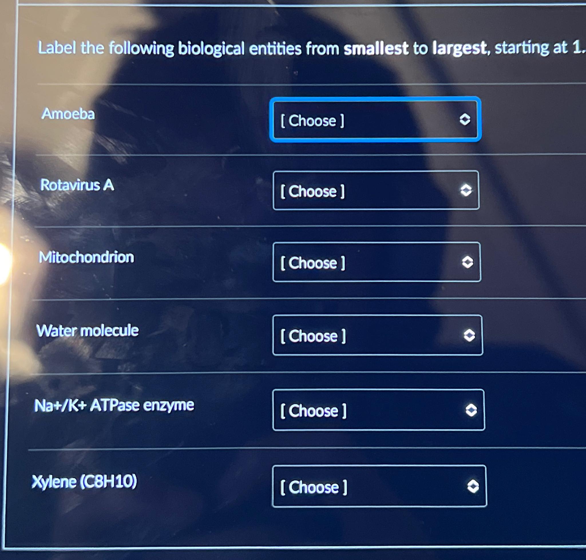 Solved Label the following biological entities from smallest | Chegg.com