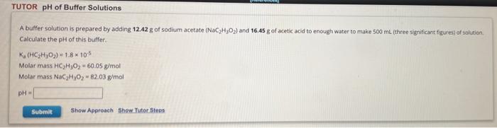 Solved A buffer solution is prepared by adding 12.42 g of | Chegg.com