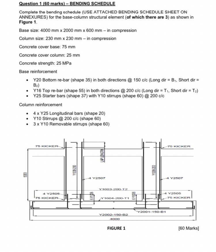 Solved Question 1 60 Marks Bending Schedule Complete 