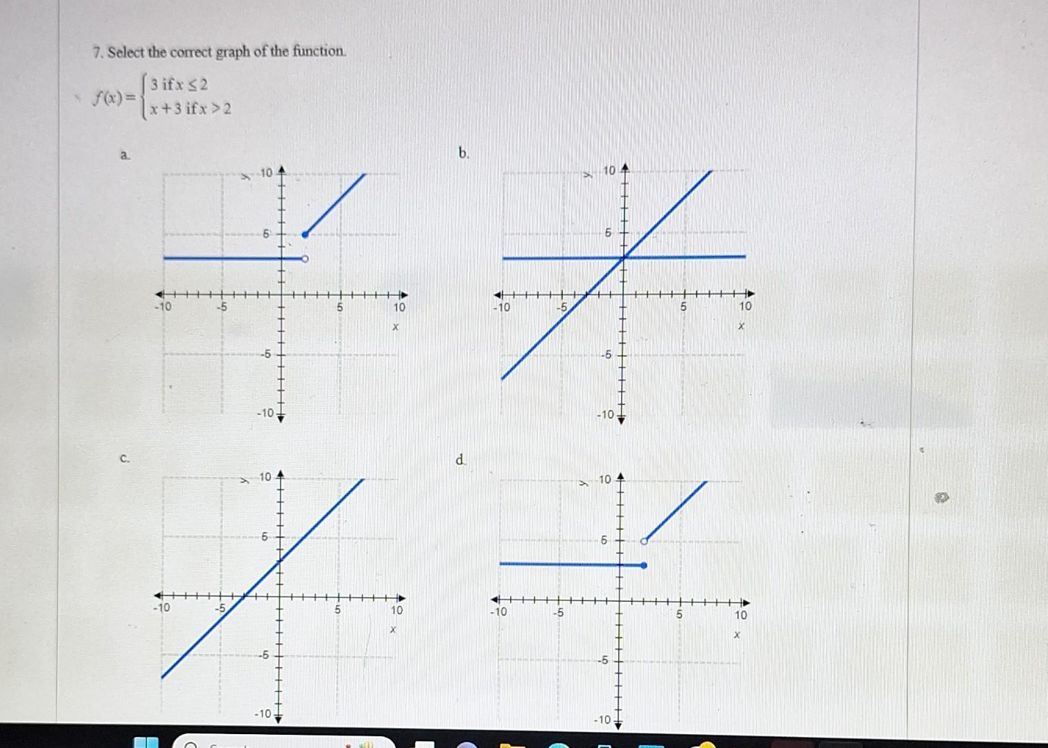 Solved 7 Select The Correct Graph Of The Function F X {3