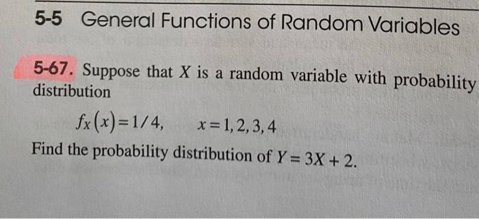 Solved 5-4 Linear Functions of Random Variables 5.54. X and | Chegg.com