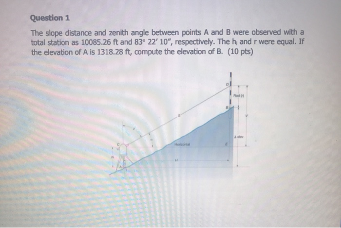 Solved Question 1 The slope distance and zenith angle | Chegg.com