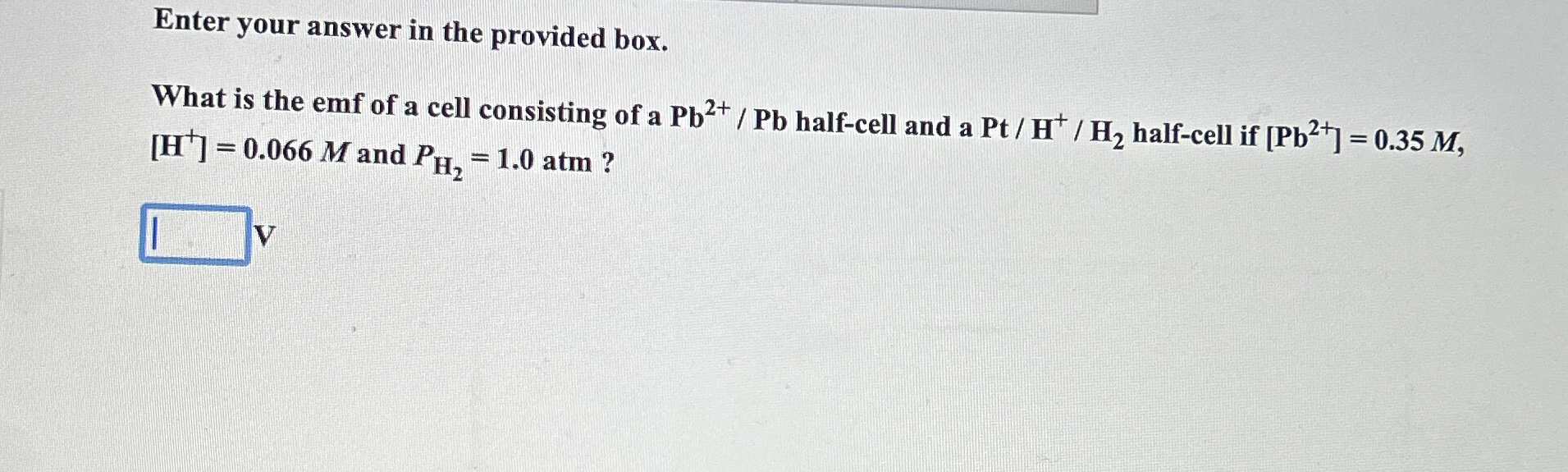 Enter your answer in the provided box.What is the emf | Chegg.com