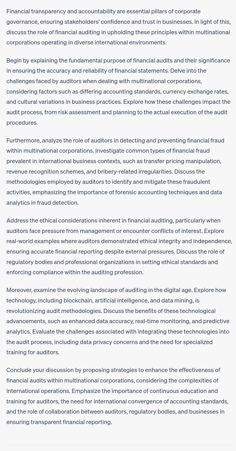 Solved Financial transparency and accountability are | Chegg.com