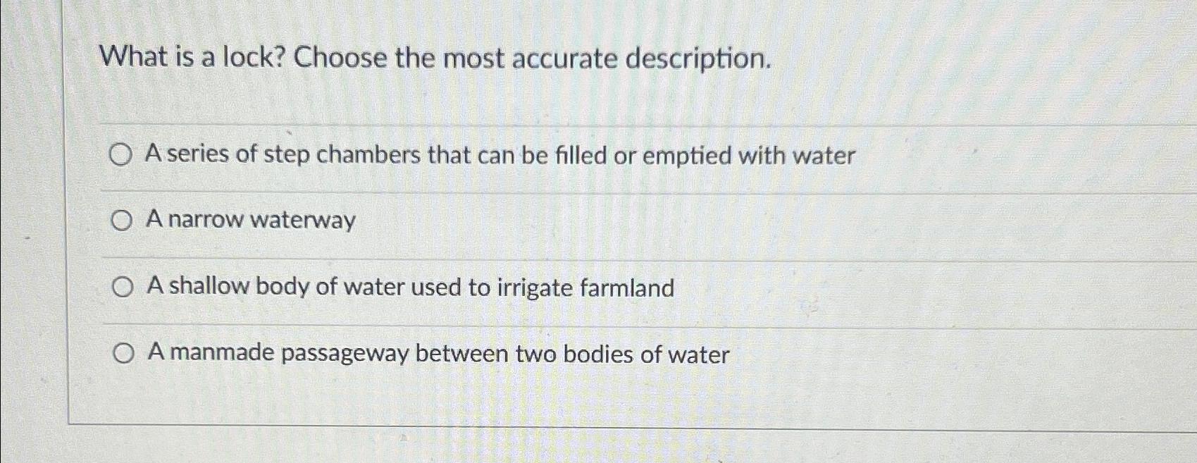Solved What is a lock? Choose the most accurate | Chegg.com