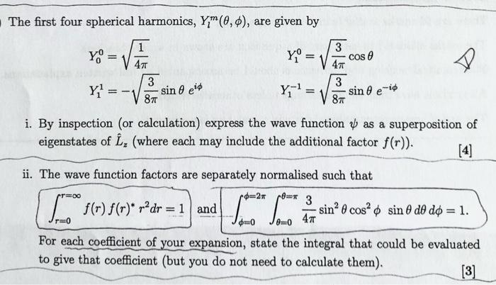 Solved A wave function in spherical polar coordinates is | Chegg.com