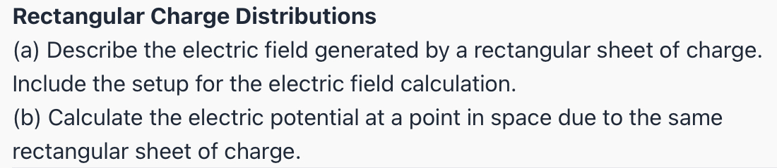 Solved Rectangular Charge Distributions(a) ﻿Describe the | Chegg.com