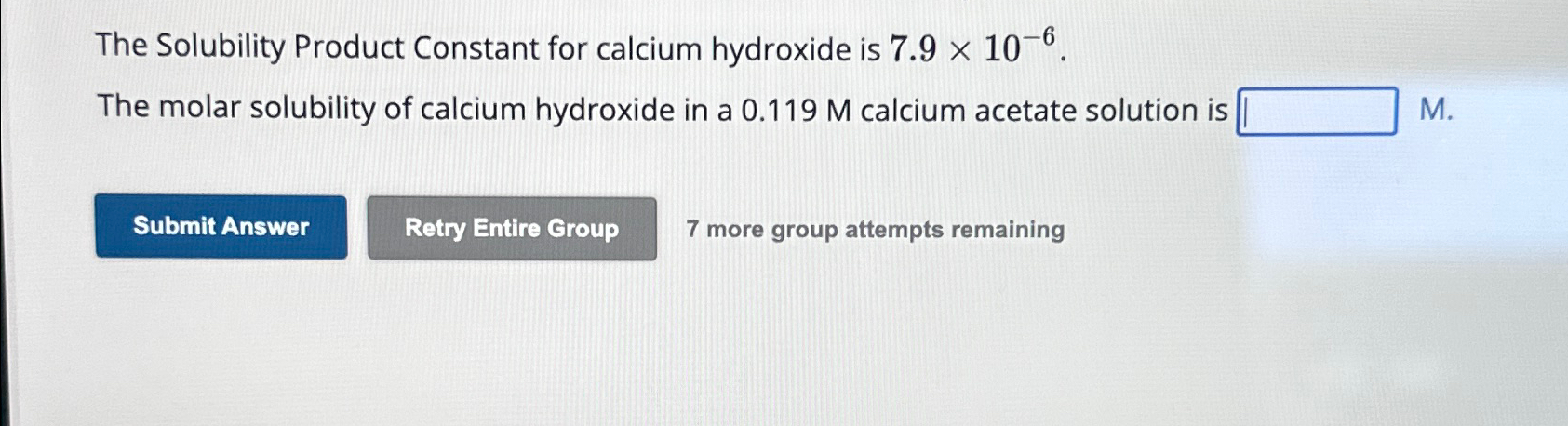Solved The Solubility Product Constant for calcium hydroxide | Chegg.com