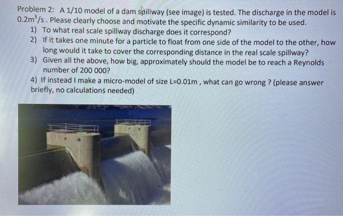 Solved Problem 2: A 1/10 model of a dam spillway (see image) | Chegg.com