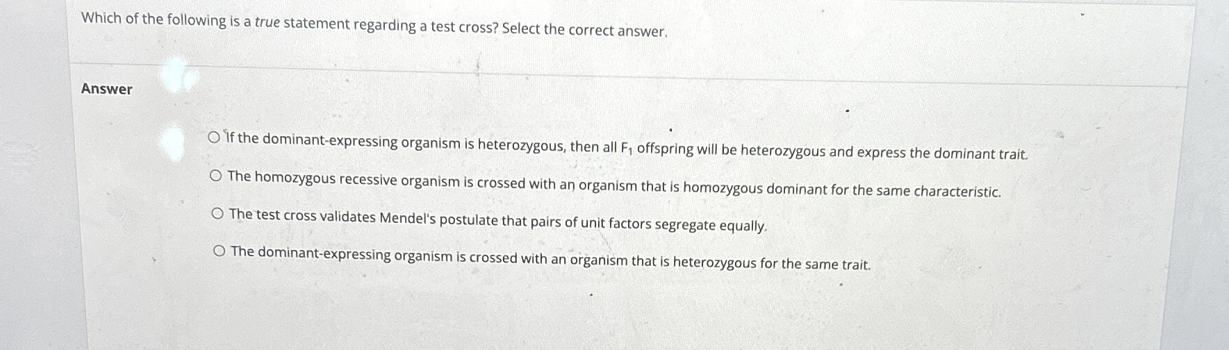 Solved Which of the following is a true statement regarding | Chegg.com