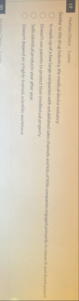 Solved 19Multiple Choice 1 ﻿pointSimilar to the drug | Chegg.com