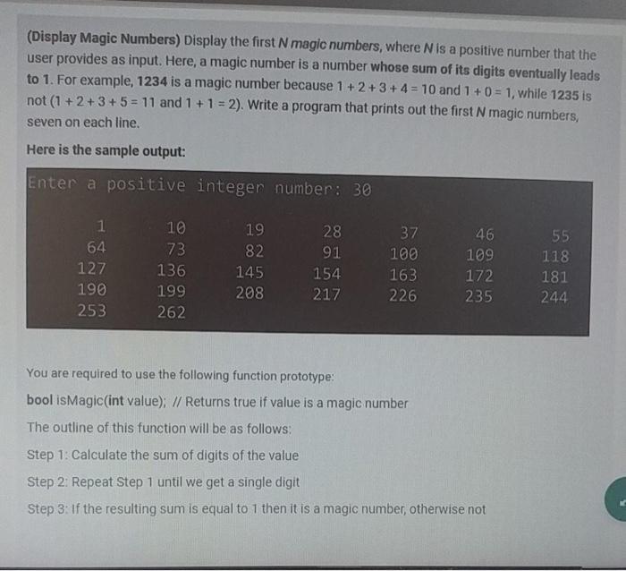 Solved (Display Magic Numbers) Display the first N magic | Chegg.com