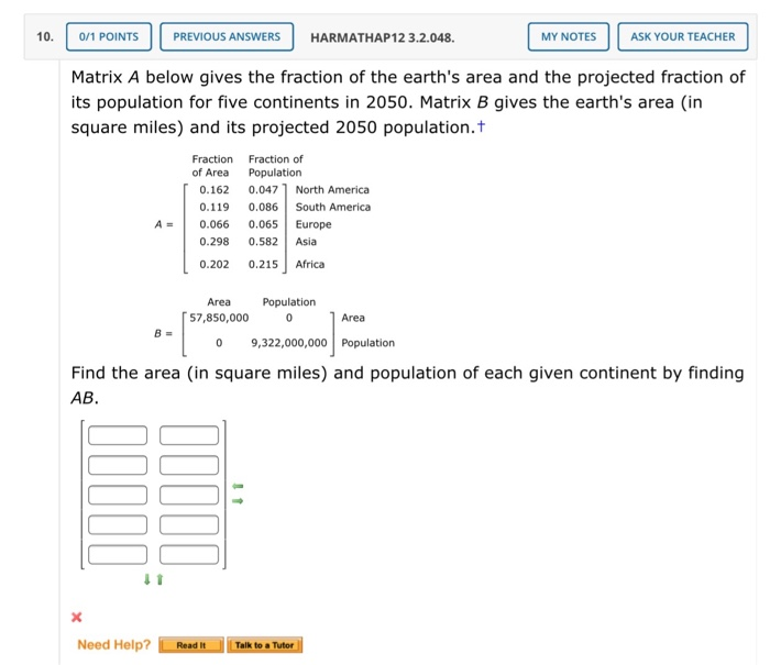 Solved 10. 0/1 POINTS PREVIOUS ANSWERS HARMATHAP 12 3.2.048. | Chegg.com