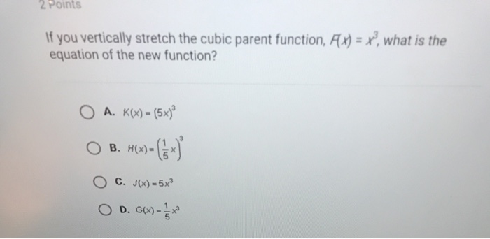 Solved 2 Points If you vertically stretch the cubic parent | Chegg.com