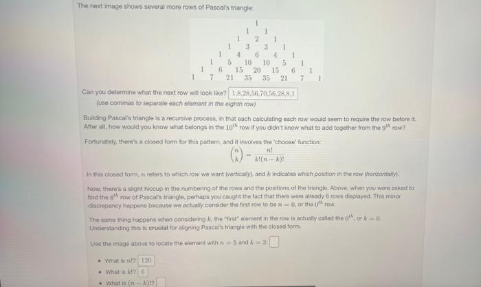 Solved The next image shows. several more rows of Pascal's | Chegg.com