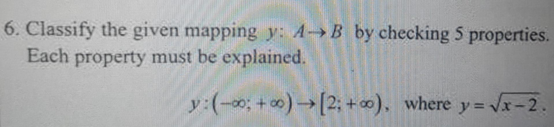 Solved 6. Classify the given mapping MAHB by checking 5 | Chegg.com