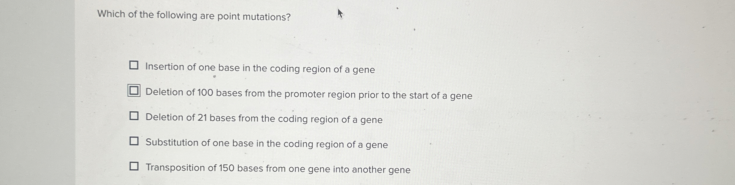 Solved Which of the following are point mutations?Insertion | Chegg.com
