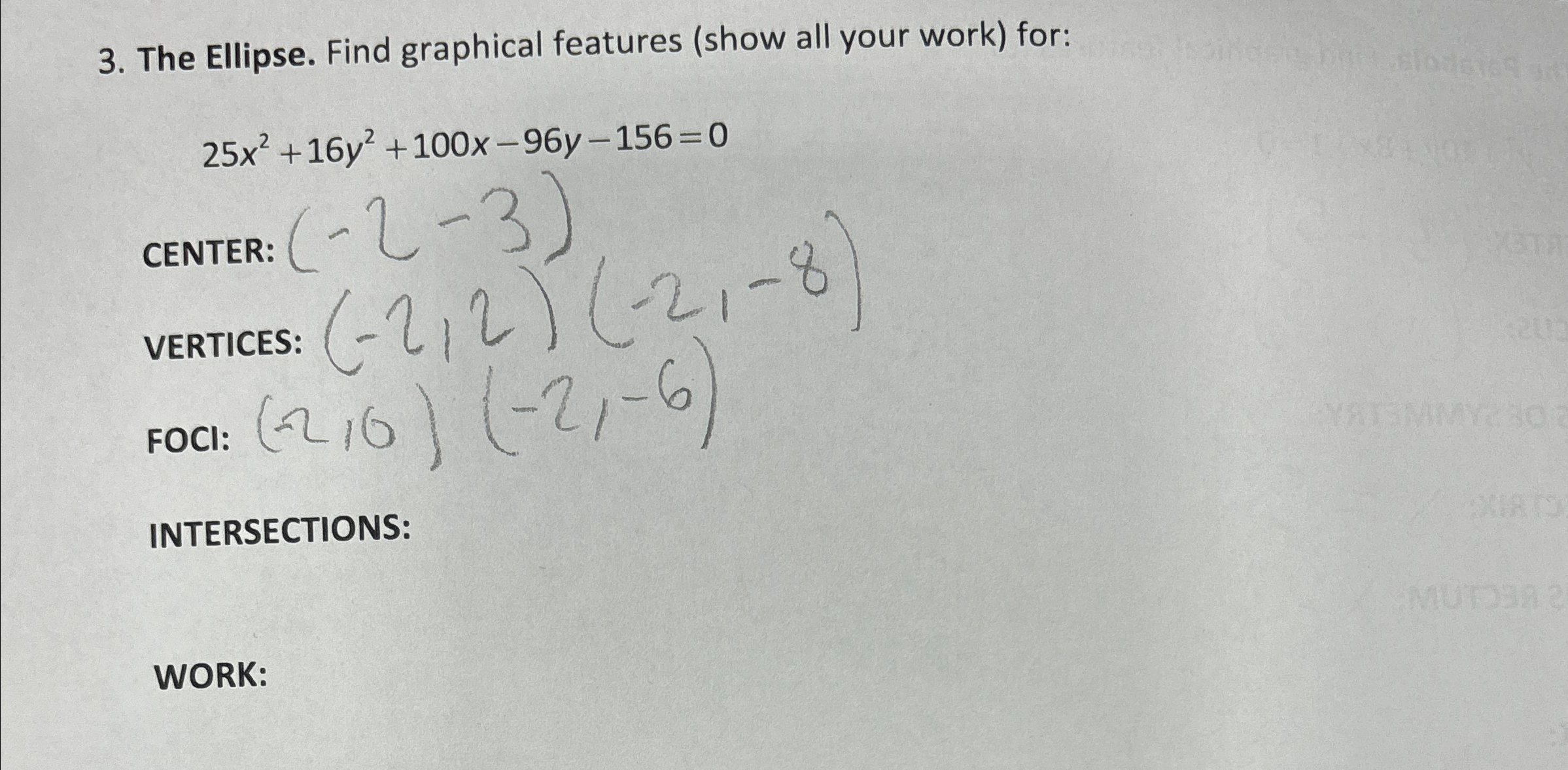 Solved The Ellipse. Find graphical features (show all your | Chegg.com