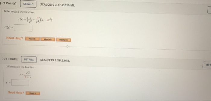 Solved (-/1 Points] DETAILS SCALCET9 3.XP.2.019.MI. | Chegg.com