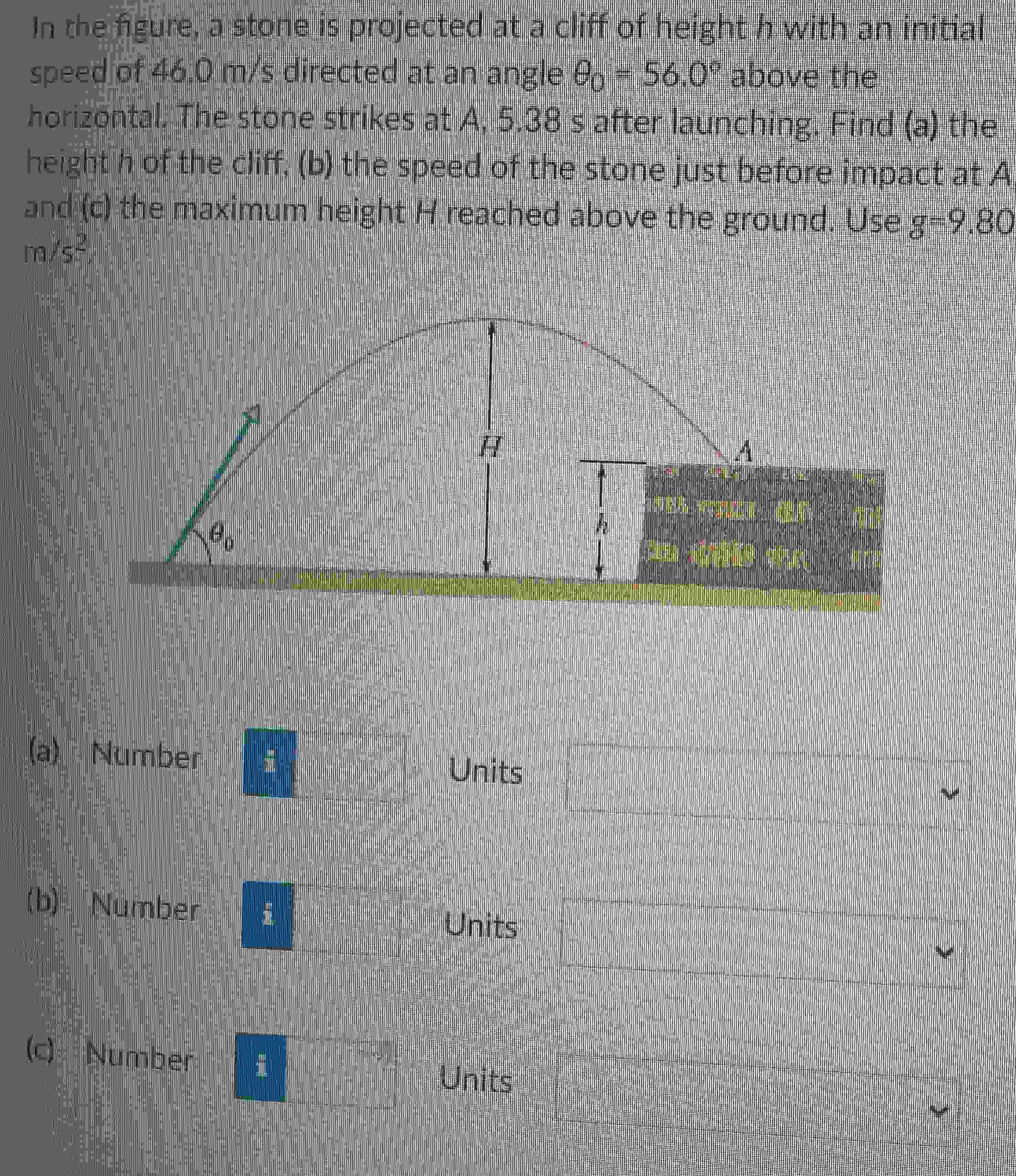 Solved In the figure, a stone is projected at a cliff of | Chegg.com