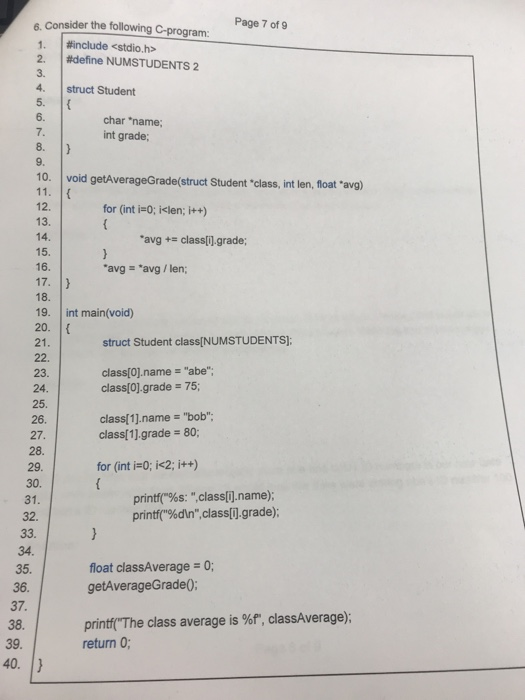 Solved Page 7 of 9 6. Consider the following C-program: | Chegg.com