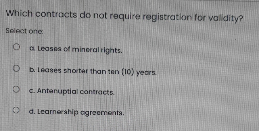 Solved Which contracts do not require registration for | Chegg.com