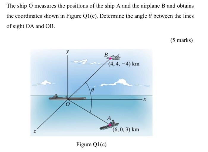Solved The ship O measures the positions of the ship A and | Chegg.com