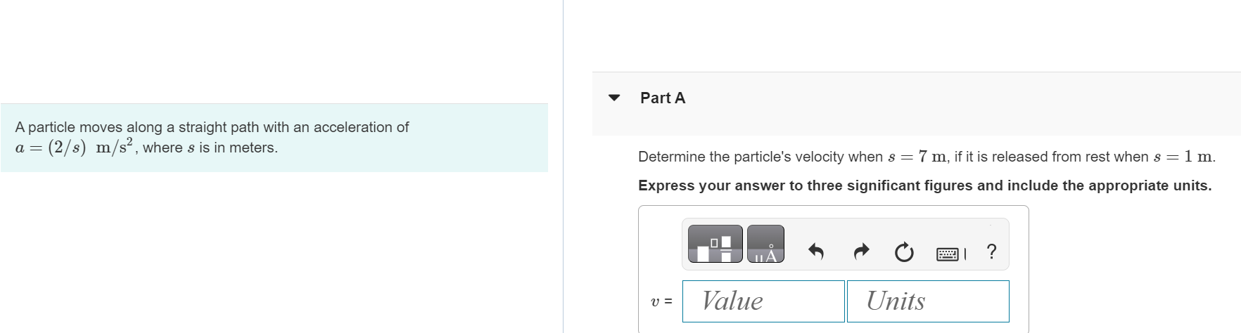 Solved Part AA particle moves along a straight path with an | Chegg.com