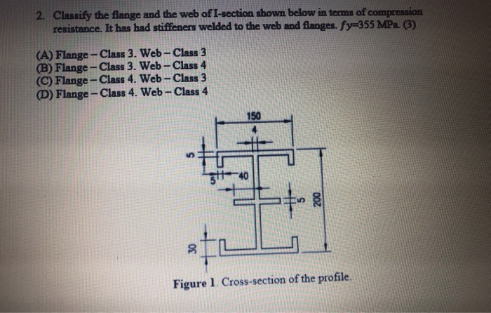 Solved Classify the flange and web of I-section shown below | Chegg.com