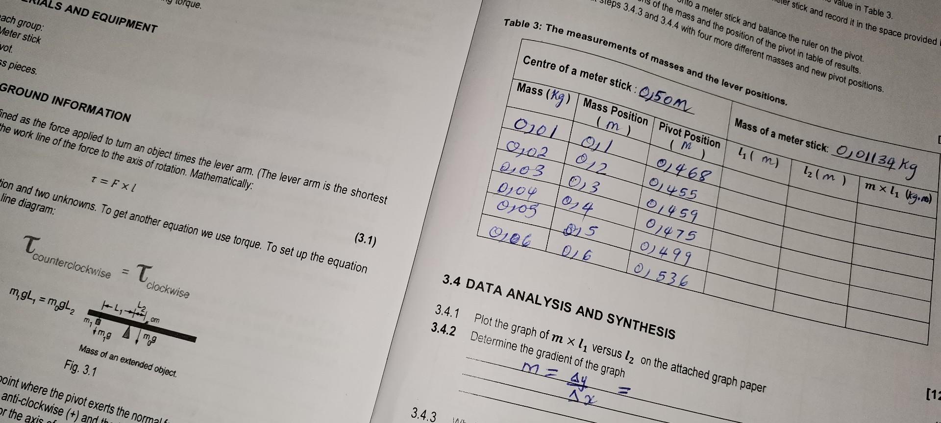 Solved a meter stick and balance the ruler on the pivot. of | Chegg.com