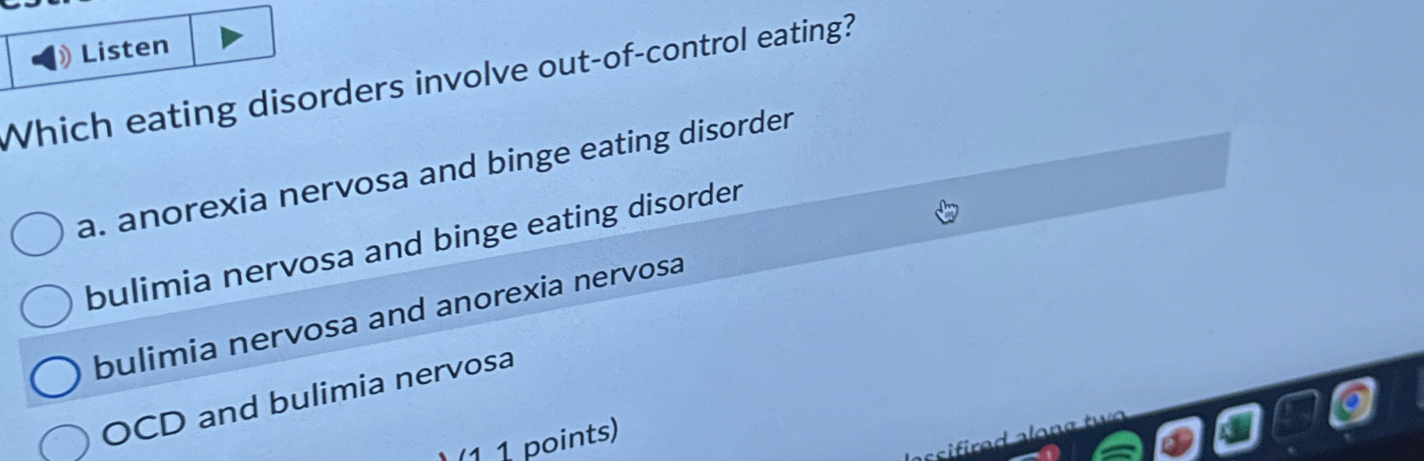 Solved ListenWhich eating disorders involve out-of-control | Chegg.com