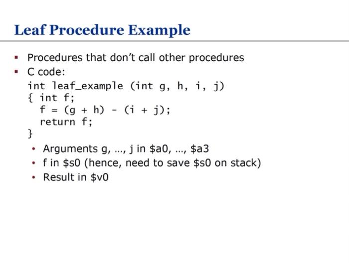 Solved Leaf Procedure Example • Procedures That Dont 