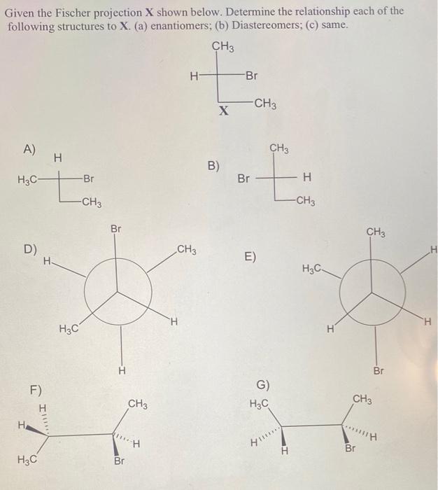 Solved Given the Fischer projection X shown below. Determine | Chegg.com